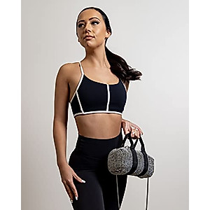 Plursona Bella Rhinestone Purse Luxury Sparkly Silver With Top Handle and Detachable Cross Body Bag Chain