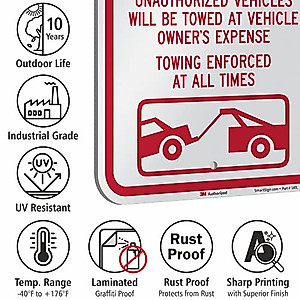 SmartSign "Warning - Permit Parking Only, Towing Enforced" Sign | 12" x 18" 3M Engineer Grade Reflective Aluminum