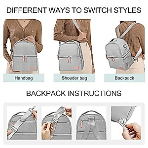 QIUXQIU Breastmilk Cooler Bag with Ice Pack Insulated Lunch Bag for Women and Men Baby Bottle Bag Fits 6 Bottles for Nursing Mom Daycare Double Deck Cooling Bag Work Travel Picnic (Gray)