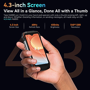 Blackview 4.3 inch Mini Mobile Phone, N6000 Rugged Phones Unlocked 2023, 16GB+256GB, Dual SIM 4G, Android 13 Cell Phone, 208g Weight, 48MP Camera, IP68 Waterproof Phones, 18W Fast Charge 3880mAh, NFC