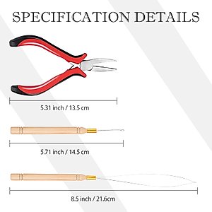 Neitsi 3pcs Kit for Micro Link Hair Feather Extensions: Pliers, Micro Pulling Needle, and Loop Threader