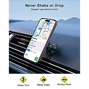 SUPERONE Fits MagSafe Car Mount, [Strongest Magnets] Hand Free 360° Rotation [No Drop Genuine 3M Adhesive] Magnetic Dashboard Car Holder for iPhone 14 13 12 Pro Max MagSafe Case