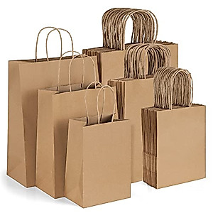 Eupako 75pcs Kraft Paper Bags Assorted Sizes, Brown Paper Bags with Handle Bulk, Paper Shopping Bags, Gift Bags for Business, Merchandise, Retail, Grocery, Packaging, Party Favor