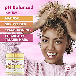 Voice of Hair Quench & Repair Conditioner: Moisture Restoration & pH Balance - Black Seed Oil, Aloe, Olive Oil - Ideal for Curly, Dry, Natural, Silk Press, Color Treated Hair - 8 Fl Oz