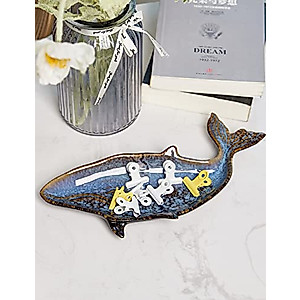 SEINHIJO Cearmic Candy Dish Cookie Plates Nuts Bowl Jewelry Tray Dolphin Gifts Sculpture Home Decor 11.5 inch