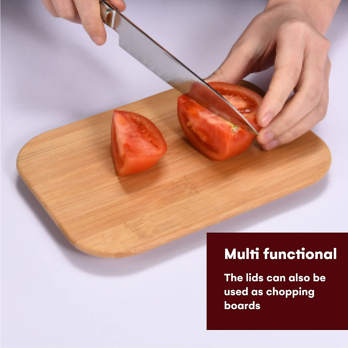 Vdomus Glass Food Storage Containers with Bamboo Lids (Pack of 4) - Stackable Meal Prep Container - Airtight Glass Food Containers - Microwave, Dishwasher Safe - Reusable Glass Lunchbox Pack - 36 Oz