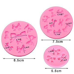 3 Pack Bows Silicone Mould, Bow Fondant Sugar Mould Craft Molds for Birthday Wedding Party DIY Cake Decorating Mold