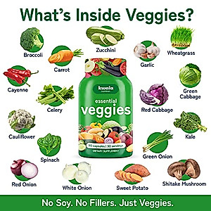 Kwala Nutrition Fruit and Vegetable Supplements to Boost Energy Balance - Premium Whole Food Fruits and Veggies from Nature - 90 Fruit, 90 Veggie Capsules - Vitamins, Soy Free, Made in USA - Pack of 2