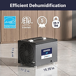 BaseAire Crawl Space/Basement Dehumidifier,70 Pint Commercial Dehumidifiers with Pump Hose,Up to 1000 Sq Ft, Compact, Auto Defrost, Energy Star, GLGR Technology