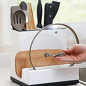 GANFANREN Kitchen Utensil Plastic Scissors Knife Holder Cutting Board Holder Draining Rack Storage Shelf Organizer Chopping Knife Rack