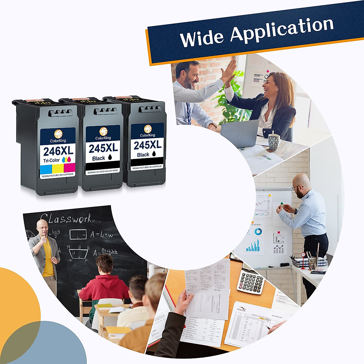 ColorKing Compatible Ink Cartridge Replacement for Canon 245XL 246XL PG-245XL CL-246XL 243xl 244xl for PIXMA MX492 MX490 MG2522 MG2922 MG2520 MG2420 TR4520 MG2920 TS3300 TS3122 TS3100 Printer (3 Pack)