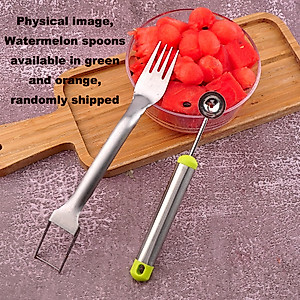 Agirlvct Watermelon Cutter Slicer, Stainless Steel 2-in-1 Fork Slicer & Fruit Digging Spoon,Dual Head Fruit Forks Slicer Knife Tool Set for Home Party Camping Kitchen Restaurant School Gadget(2 Pack)