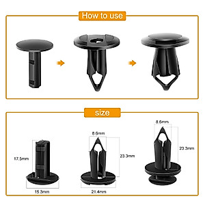 GOOACC 100PCS Nylon Bumper Fastener Rivet Clips for GM 21030249 for Ford N807389S,1PC Bonus Fastener Remover