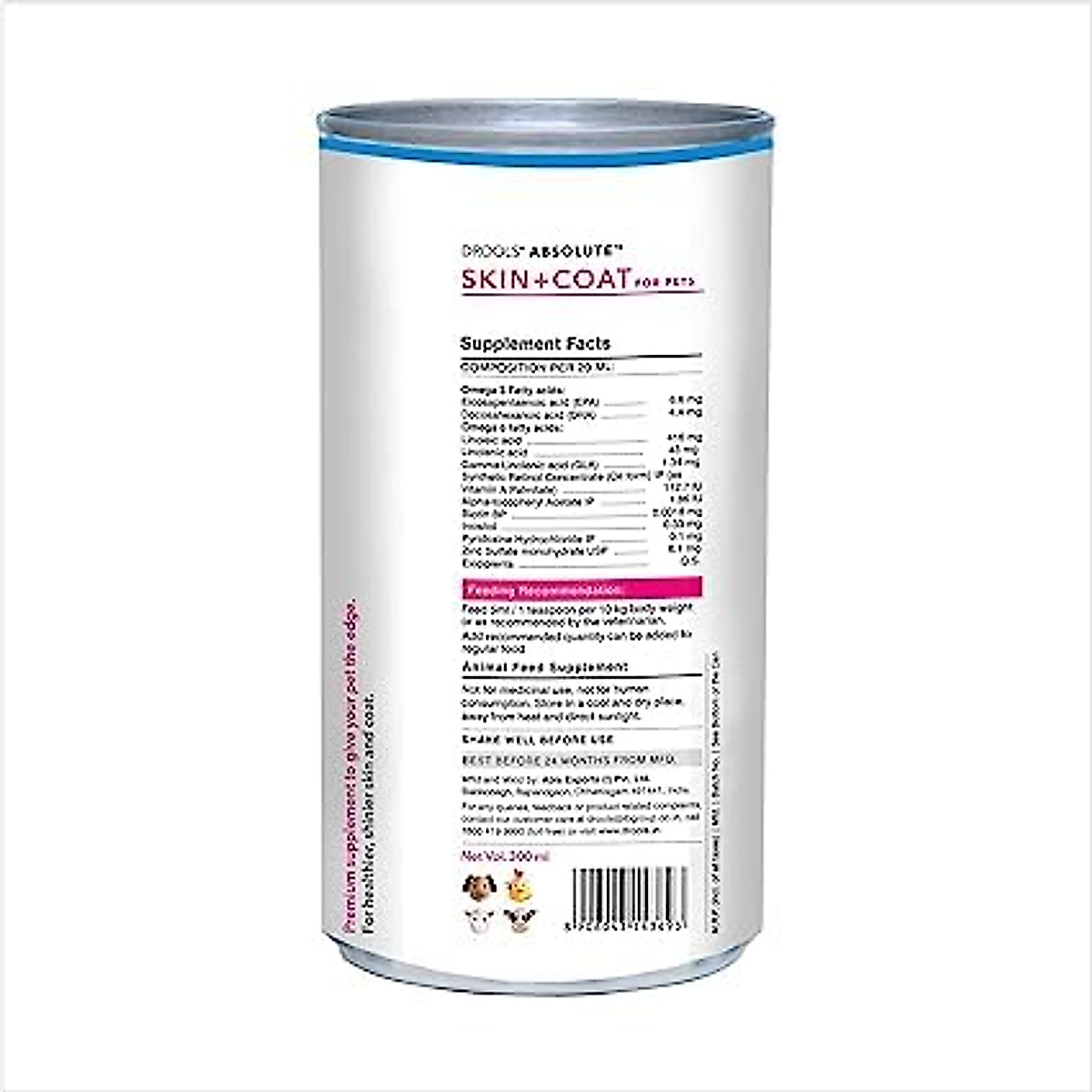 Absolute Skin + Coat Syrup- Dog Supplement, 300ml