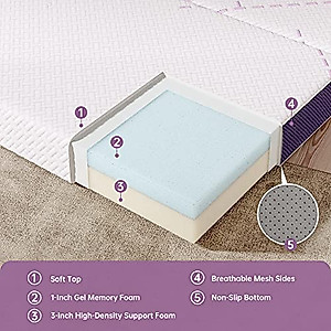 TeQsli Folding Mattress Twin Size, 4-Inch Foldable Mattress, Tri-Fold Gel Memory Foam Mattress with Washable Cover, Portable Mattress for Traveling, Camping, Guest Bed