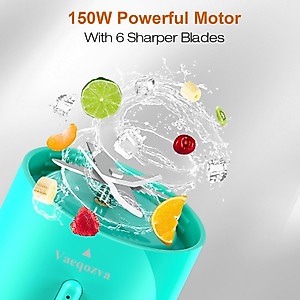 Portable Blender for Shakes and Smoothies, Vaeqozva 16OZ Personal Blender 6 Ultra Sharp Blades, Magnetic USB Rechargeable mini Blender bottle for Travel/Picnic/Office/Gym/Home