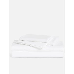Rachel Anne Linens Luxe Bed Set, Luxury Sateen 500 TC Sheet Set, 4 Piece Set - Fitted Sheet, Flat Sheet, 2 Pillowcases (White, Twin)