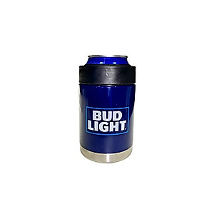 Bud Light Stainless Steel Can Insulator, Insulated Beverage Holder for Standard Size Can and Bottle, Can Cooler for Beer and Soda