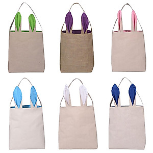 TopTie 6 PCS Bunny Easter Basket, Easter Bunny Bags, Easter Decoration Rabbit Bucket for Eggs Hunts and Candy