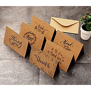 Thank You Cards of Ohuhu, 36 Pack Brown Kraft Paper 6 Design of Assorted Thank U Greeting Note Card with Envelopes and Stickers for Wedding, Business, Birthday, Baby Shower, Blank Inside, 4 x 6 Inch