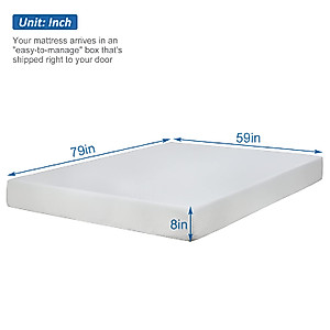 Hudada Queen Mattress, 8 Inch Gel Memory Foam Mattress CertiPUR-US Certified Foams, Medium Firm Mattresses Cool Sleep & Pressure Relief, Mattress-in-a-Box, Queen Size