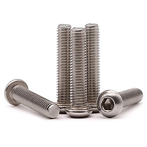 RoyceMart #10-24 x 3/4" (50 Pack) Hex Socket Button Head Cap Screws Bolts, Allen Socket Drive, 304 Stainless Steel 18-8, Bright Finish, Full Machine UNC Threads