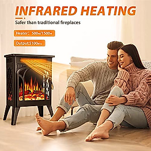 Antarctic Star 16 Inch Electric Fireplace, Freestanding Fireplace Stove with 3D Flame Effect, Small Electric Fireplace Heaters for Indoor Use with Remote, Temperature Adjustment, ETL Certified, Black…