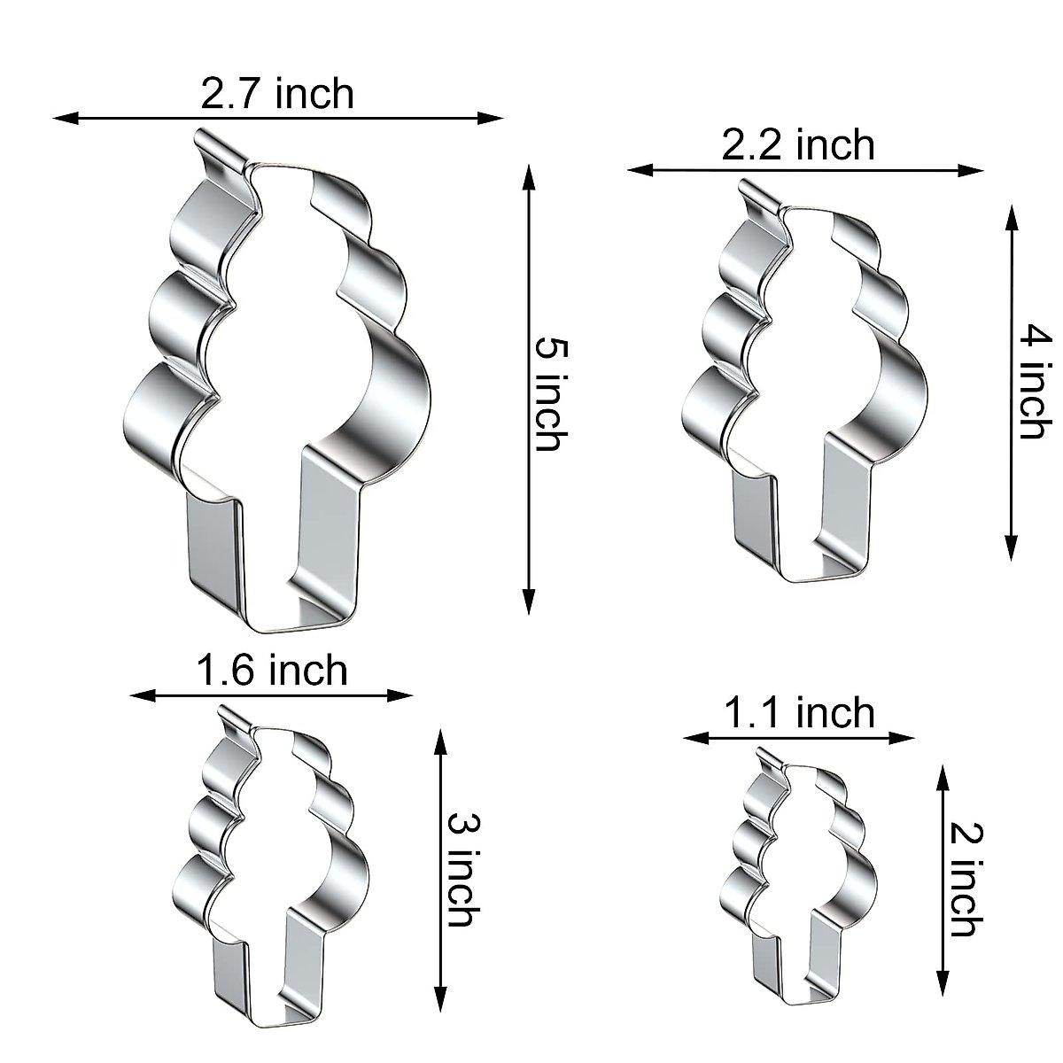 Soft Serve Ice Cream Cone Cookie Cutter Set in Assorted Large Sizes - 5", 4", 3", 2" - 4 Piece - Stainless Steel