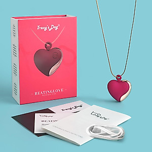 Tracy's Dog Heart Necklace Vibe, Fashion Personalized Necklaces Rechargeable 2-in-1 Necklace Jewelry Massager, Red, Rose Gold Beatinglove