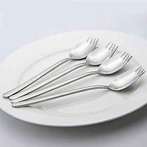 AYFDISHS Stainless Steel Sporks, 4-Pack Reusable Metal Forks, Long Handled Dessert Spoons, Salad Forks, Back to School Lunch Supplies, Fruit Appetizer Dessert Salad Flatware Set, 7.4-inch