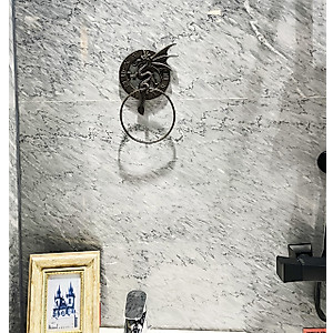 Konjouror Cast Iron Antique Dragon Towel Ring, Wall Mounted Medieval/Gothic Accessories for Bathroom