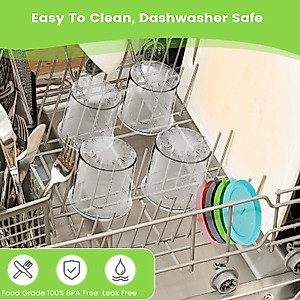 MOVAFEE 16 oz. Extra Pint | Containers Replacement for Ninja Creami Pints and Silicone Lids - 4 Pack, Compatible with Ninja Creami NC301 NC300 NC299AMZ Series Ice Cream Maker, MOV-NCP-04