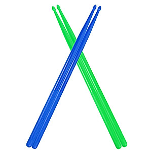 5A Nylon Drumsticks for Kids Adults: Light Durable Drum Sticks Blue Green with Anti-Slip Handles for Electronic Drums Exercise Percussion Accessories (2 Pairs)