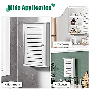 Giantex Bathroom Wall Cabinet, Over The Toilet Storage Medicine Cabinets with Louvered Door and 2 Adjustable Shelves, Wall Mounted Organizer for Living Room, Kitchen and Entryway Wall Cabinet(White)