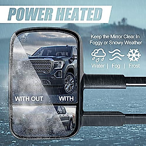 Pair Black Power Heated Telescoping Rear View Side Towing Mirrors Compatible with Silverado Sierra GMT900 07-14