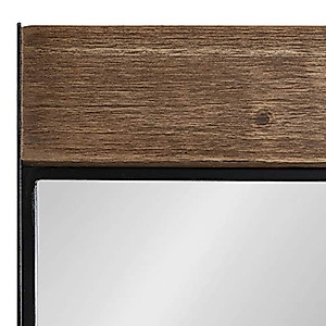 Kate and Laurel Kincaid Farmhouse Wood and Metal Framed Mirror, 20 x 36, Rustic Brown and Black, Chic Rectangle Mirror for Wall