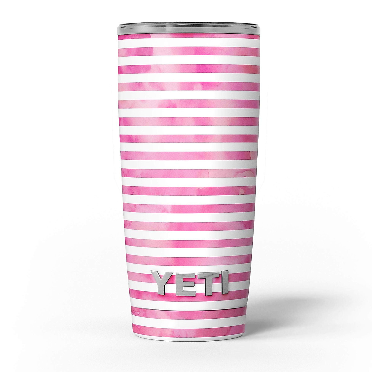 Design Skinz The Grungy Pink Watercolor with Horizontal Lines - Skin Decal Vinyl Wrap Kit Compatible with The Yeti Rambler Cooler Tumbler Cups