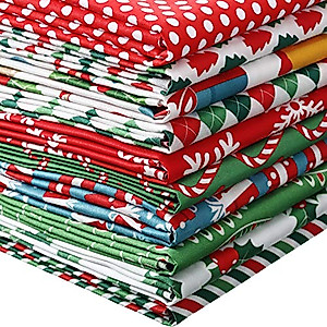 10 Pieces Christmas Cotton Fabric Squares Precut Quilting Fabric Patchwork Christmas Snowflake Print Red Green Fabric for Xmas Sewing Crafting DIY Supplies (50 x 50 cm/ 19.68 x 19.68 Inch)