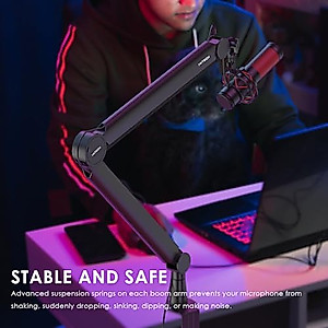 IXTECH Premium Microphone Boom Arm with Desk Mount, 360° Rotatable, Fully Adjustable, for Podcast, Video, Gaming, Radio, Studio, Recording, Sturdy and Universal VALIANT Model