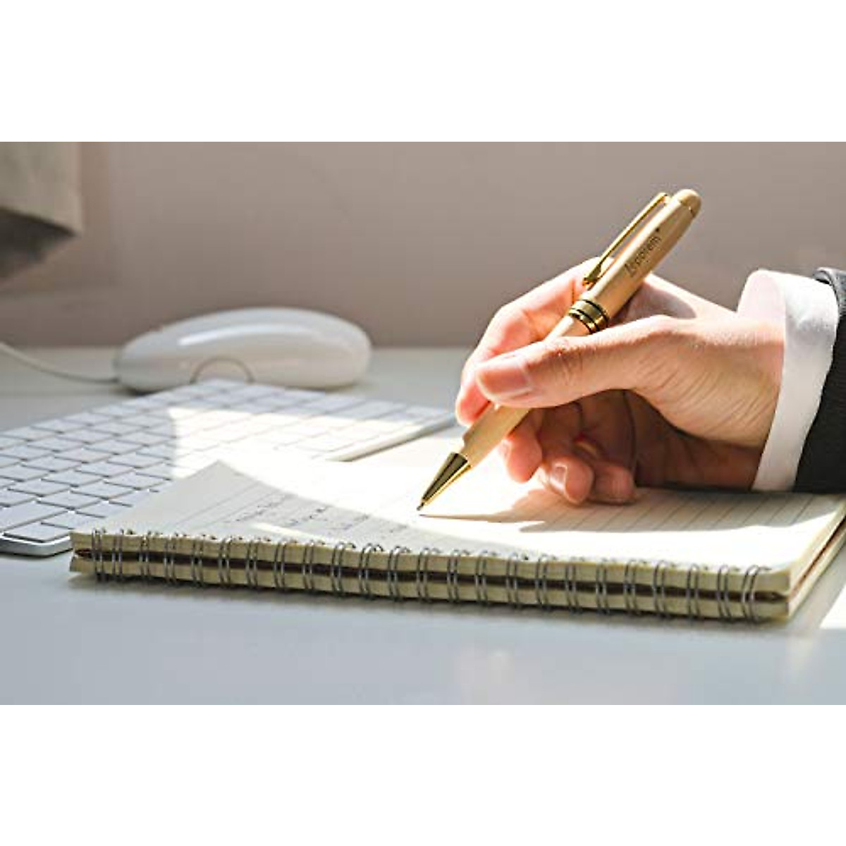 Ballpoint Pens - Handcrafted Twist to Open Wooden Ball Pen and Luxurious Smooth Writing Classic Executive Business Elegant Signature Gel Pen with Cap, Set of 2 in Luxury Wooden Gift Box by Leporem