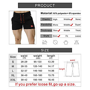BROKIG Men's 5" Gym Bodybuilding Shorts Running Workout Lightweight Shorts Elastic Waistband with Pockets (Medium, Classic Black)