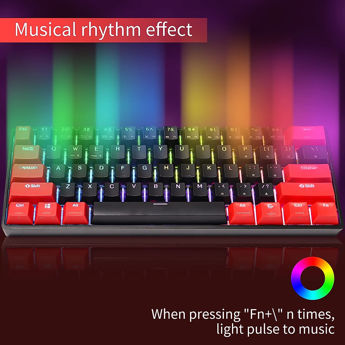 Ussixchare GK61 60% Mechanical Keyboard Hot Swappable RGB Led Gaming Keyboard Linear Red Switch for PC/Win/PS4/Xbox（Gateron Optical Red ）