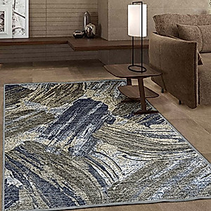 SUPERIOR Glenbrook Modern Abstract Non-Slip Indoor Area Rug with Foam Backing, 5' x 8', Brown-Beige
