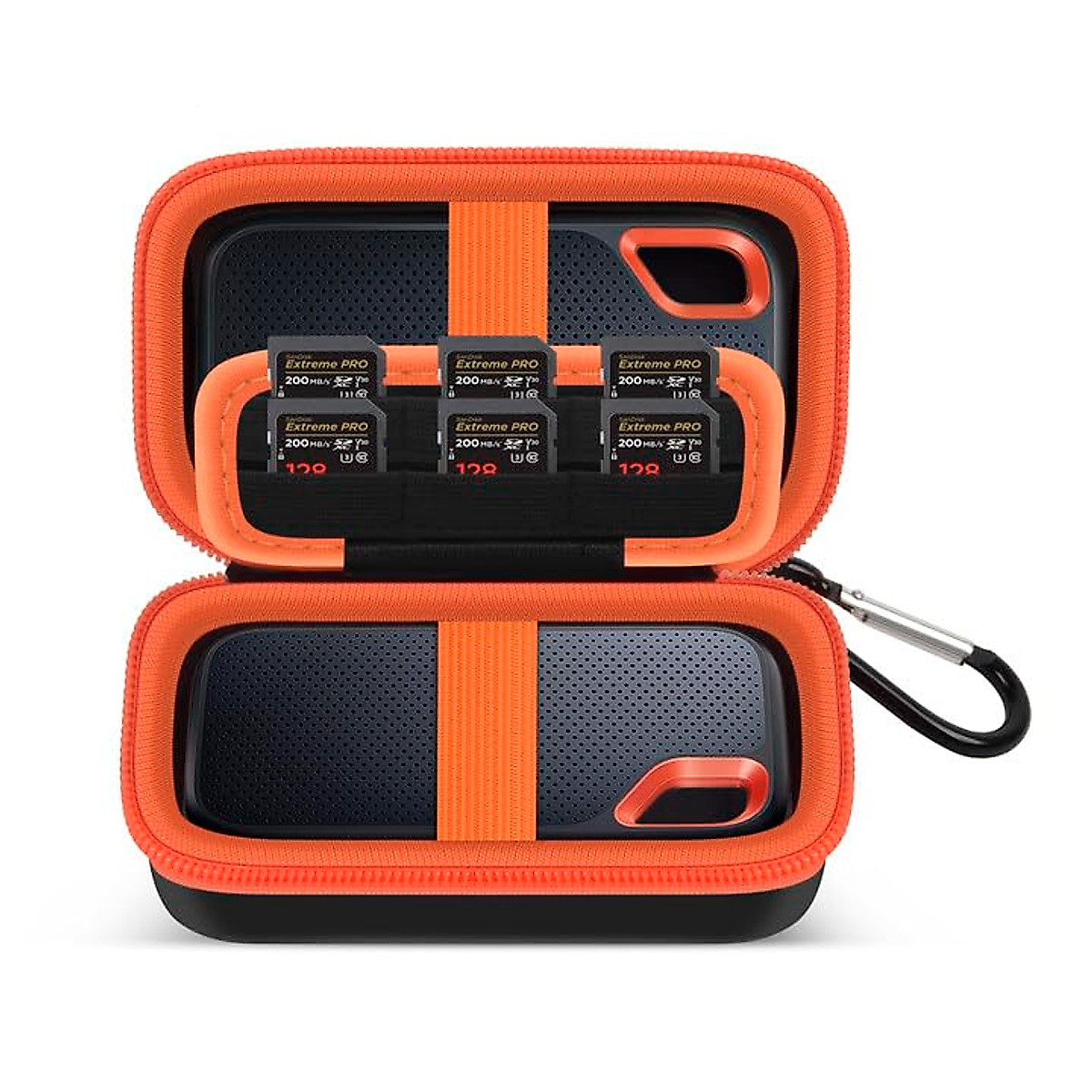 Case Compatible with SanDisk Extreme Pro/for SanDisk Portable SSD 1TB 2TB 4TB 500GB External Solid State Drive, Travel Storage Holder Bag for 2 SSD and Memory Card SD Card -Orange (Box Only)