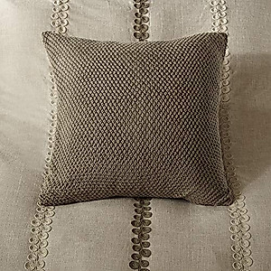 Madison Park Signature Chateau King Size Bed Comforter Set Bed In A Bag - Taupe , Soutache Cord Embroidery – 9 Pieces Bedding Sets – Faux Linen Bedroom Comforters