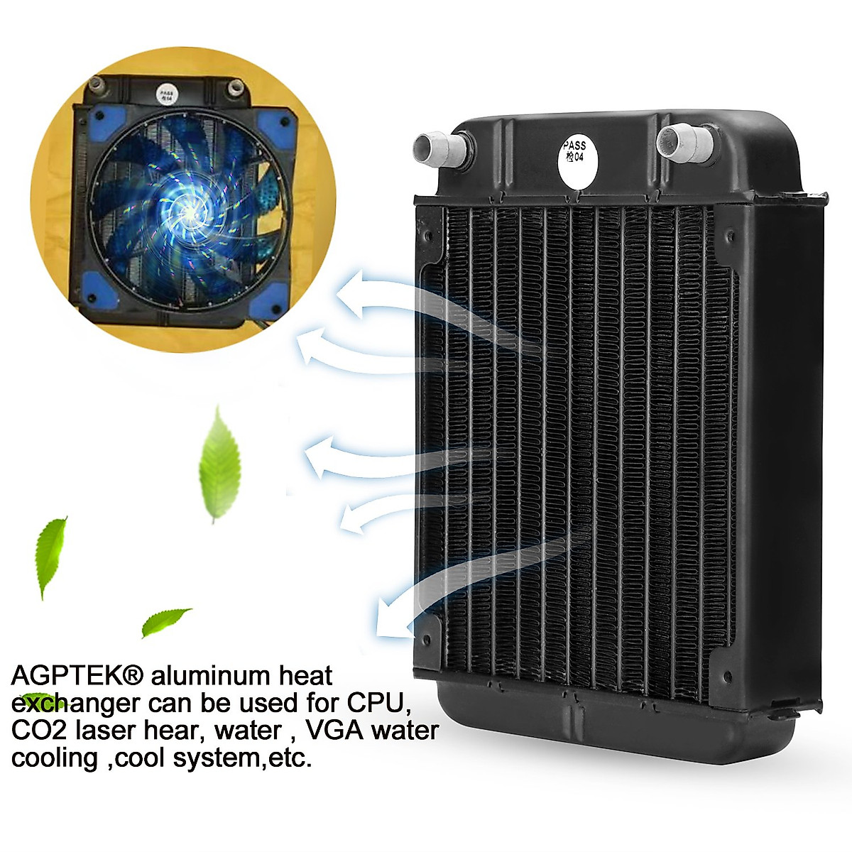 AGPtek 12 Pipe Aluminum Heat Exchanger Radiator for PC CPU CO2 Laser Water Cool System Computer