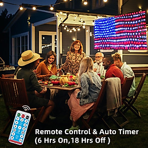 MZD8391 Solar American US Flag Lights [Solar & USB 2 Power Way], 420 LEDs Waterproof USA Net Lights, 6.75 FT x 3.53 for Garden, 4th of July, Independence Day Decoration