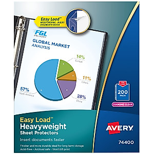 Avery Heavyweight Diamond Clear Sheet Protectors, 8.5" x 11", Acid-Free, Archival Safe, Easy Load, 200ct (74400)