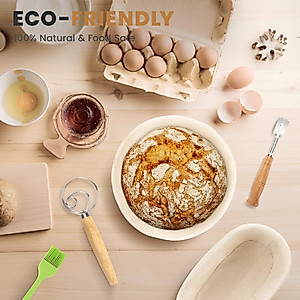 Sourdough Bread Baking Supplies, Banneton Bread Proofing Basket Set of 2, 9 Inch Round &10 Oval, Sourdough Starter Kit, for Making Baking Fermentation