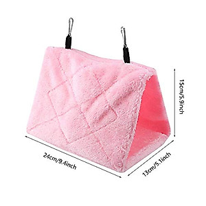 Parrots Hammock, Soft Plush Hanging Swing Nest Hanging Swing Net Bird Cage Hammock Sleeper for Parakeets Conures Cockatiels(Pink M)